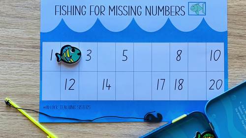 Fishing for Missing Numbers (1-20) by ALCOCK TEACHING SISTERS | TpT