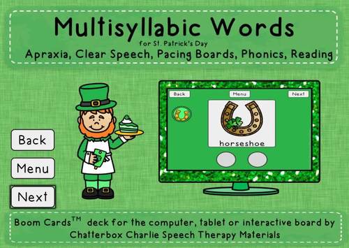 Multisyllabic Words for St. Patrick's Day Boom Cards | TPT