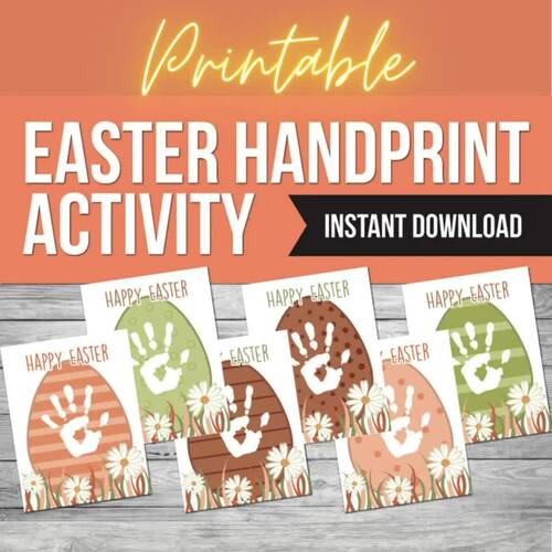 Easter Handprint Art Craft, Printable BOHO Handprint Craft, Printable PDF