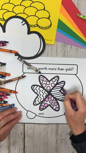 Rainbow and Pot of Gold Creative Writing Craftivity No Color Ink Needed