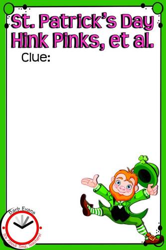 ST PATRICK'S DAY HINK PINK, et al. PUZZLES Riddles Task Cards Vocabulary
