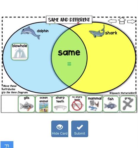 BOOM CARDS Compare and Contrast Similar (Same) / Different Venn with ...