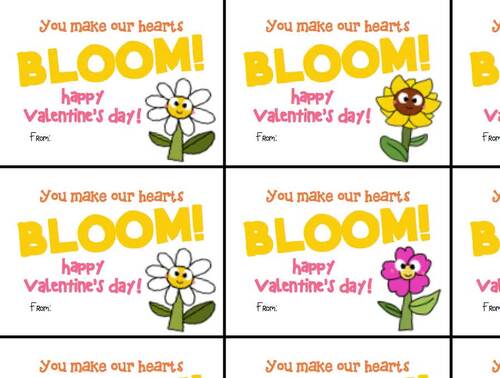 Cute Flower Valentine’s Day Gift Tag - You make my (our) heart(s) bloom ...