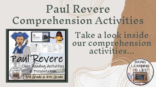 Paul Revere Close Reading Comprehension Activities | 3rd Grade & 4th Grade