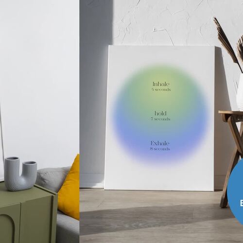 Relaxing Breathing Poster | 4-7-8 Technique for Stress Relief & Focus