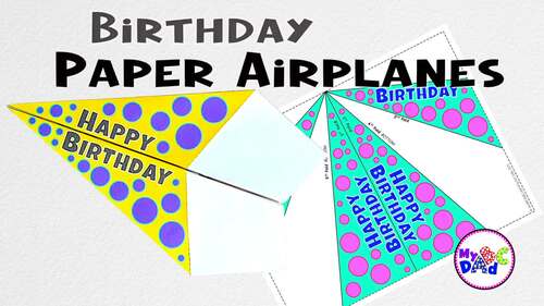 Birthday Paper Airplane Design Templates with Bubbles | TPT