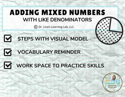 Adding Mixed Numbers with Like Denominators Mastery Template (PDF ...