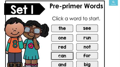 Preprimer Sight Words Activities with Boom Cards Set 1 | Distance Learning