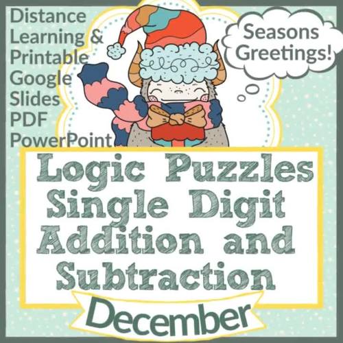 Virtual Christmas Math Activity Logic Puzzles Single Digit Addition ...