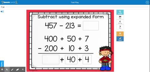 3 Digit Subtraction with Expanded Form No Regrouping BOOM Cards | TPT