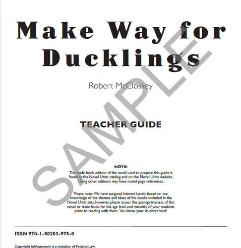 Make Way for Ducklings Novel Units® Teacher Guide Novel Study | TPT