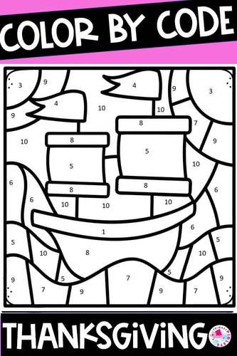 THANKSGIVING TURKEY Color by Number Code 1-20 Coloring Pages Sheets