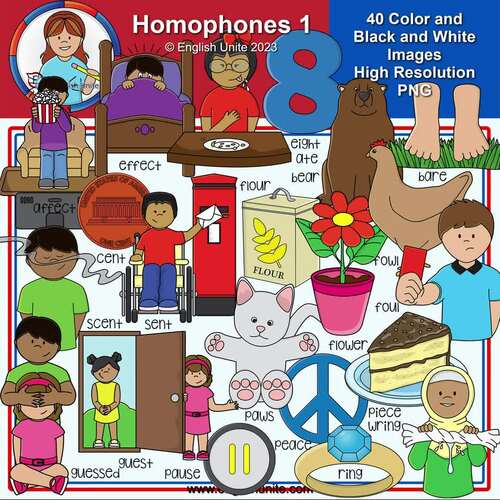 Clip Art - Homophones Bundle 1 by English Unite Clip Art | TPT