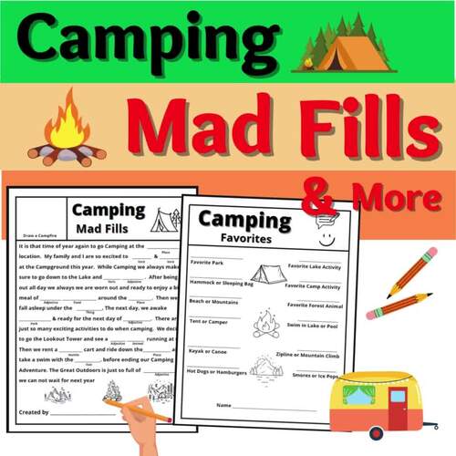 Camping Mad Fills Writing Prompt Trivia Activity No Prep Camp Theme