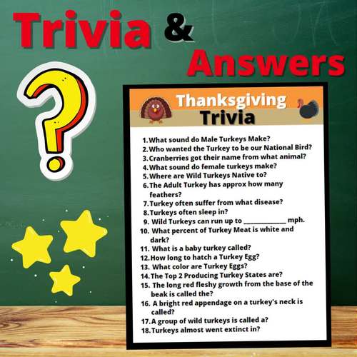 Thanksgiving Activities Trivia Riddles Games Fun Resource No Prep