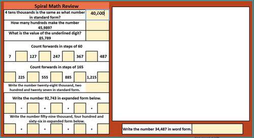 NO PREP - Spiral Math Review for 3rd or 4th grade - Fall Deer | TPT