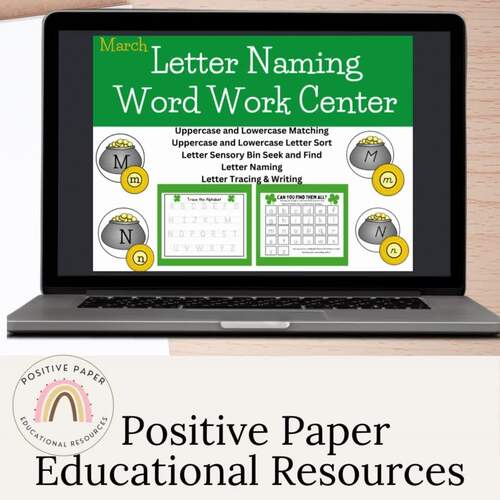 St. Patrick's Day Letter Naming Word Work Center | TPT