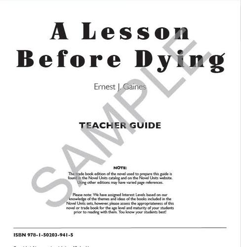 A Lesson Before Dying Novel Units® Teacher Guide Novel Study Grade 10 ...