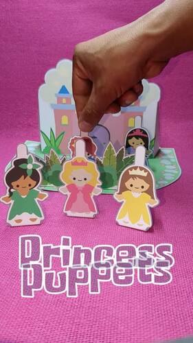 Princess 3D Castle Scene with Popsicle Stick or Standing Puppets
