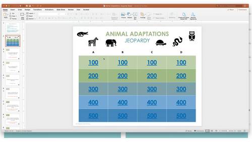 Animal Adaptations Jeopardy Game (Editable PowerPoint) by Markers and ...