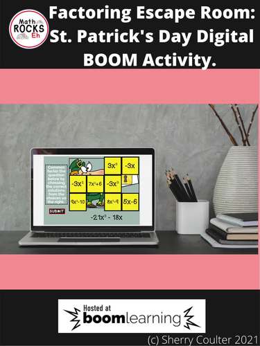Factoring Quadratic Relations Escape Room St. Patrick's Day Boom Cards™