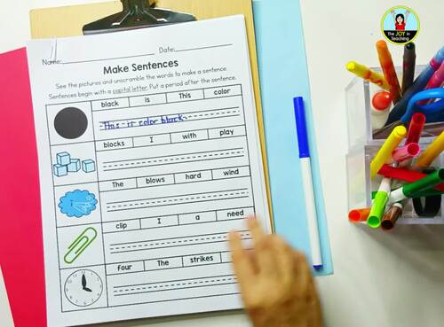 Beginning Blends Sentence Worksheet by The Joy in Teaching | TPT