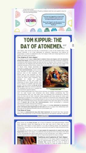 Yom Kippur History & Traditions READING COMPREHENSION ACTIVITIES Jewish ...
