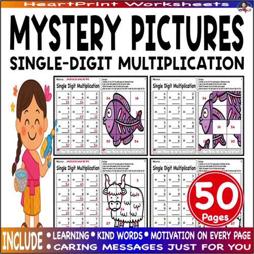 Single digit multiplication | 1 digit Multiplication Mstery pictures ...