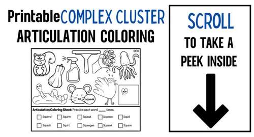 Complex Cluster Articulation Coloring Sheets for Speech Therapy | TPT