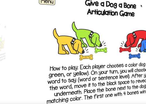 Give a Dog a Bone Articulation Game Boom Cards Speech Therapy Digital ...
