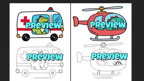 How to Draw Dinosaurs and Transportation Coloring Pages, Fine Motor ...