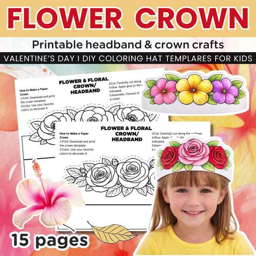 Flower & Floral Headband/Crown Craft Templates, DIY Coloring Hats for ...