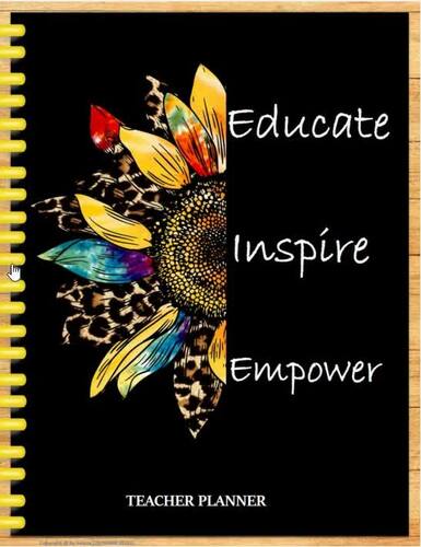 Sunflower Themed | Editable Teacher Planner 2024 - 2025 Binder Covers ...