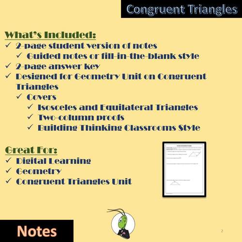 Isosceles and Equilateral Triangles Geo Guided Notes Congruent ...