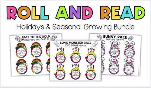 Roll and Read Fluency Practice Games Seasonal and Holiday Bundle