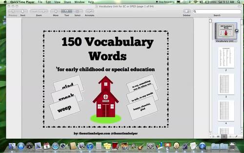 150 Vocabulary Words for Special Education by The Autism Helper