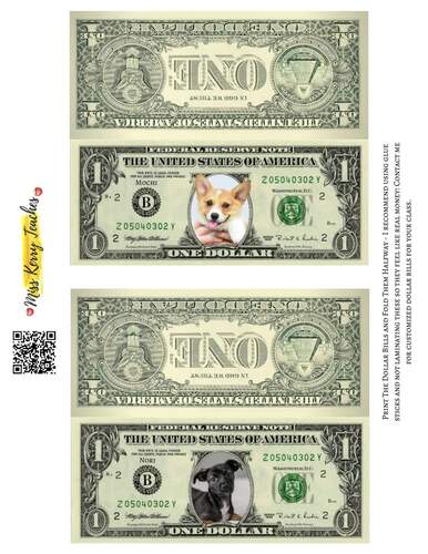 Corgi and Black Labrador Puppy Dollar Bills Classroom Management/ Token ...