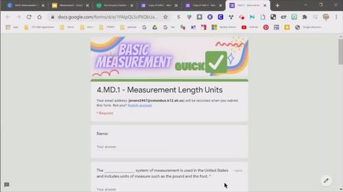 4.MD.A.1 Measurement Google Forms™ assessment by Jo Jo's Jungle