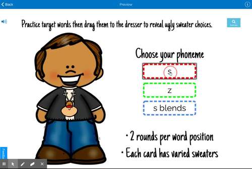 Boom™ Cards Ugly Sweaters Articulation for R & R Blends by Speech Hamster