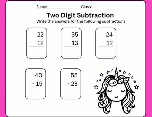 Double-Digit Subtraction Made Easy | Fun & Simple Math Worksheets for ...