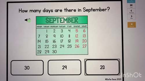 Calendar Question Boom Cards For Distance Learning by Where I AUT-a Be