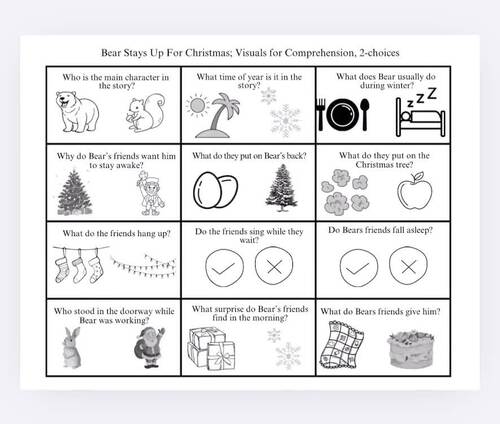 Bear Stays Up for Christmas | Winter Speech Therapy Language Activities