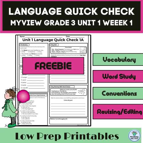 myView Grade 3 Unit 1 Weeks 1-5, Language Quick Check Homework, Morning ...