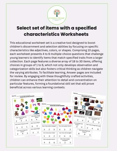 Selects items with a specified characteristic Worksheets (ABLLS-R C48)