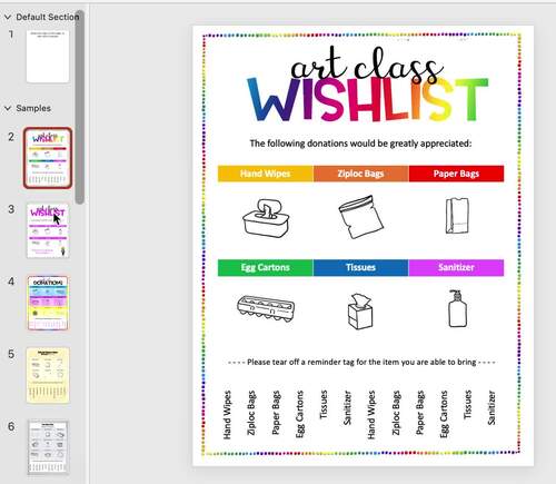Art Class Donation Sign. Editable wish list for art supplies for art ...