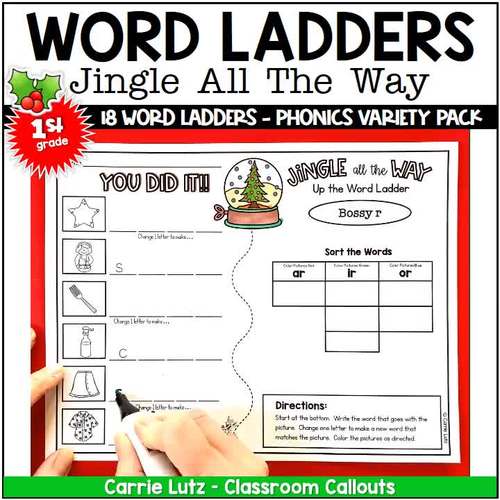 Phoneme Substitution Word Ladders Bundle - Fall, Christmas & BTS | 1st ...