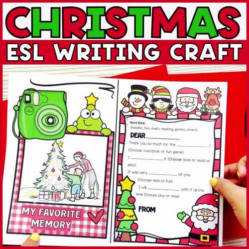 ESL Christmas Craft - Differentiated Thank You Cards Writing Craft for A1