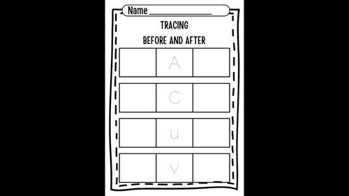 Alphabet Worksheets - Printable - Tracing - Before and after - Letter
