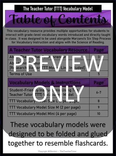 Research-Based Hands-On Vocabulary Graphic Organizer Templates, SOR Aligned
