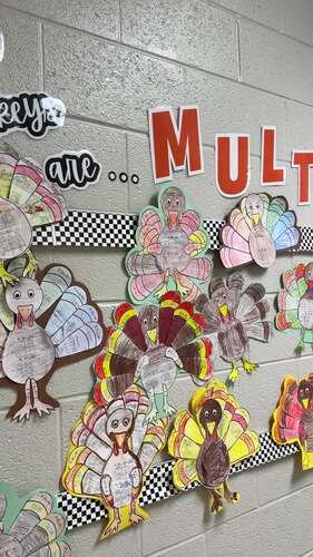 Turkey Multiplication Craft | Thanksgiving Math Activity & Bulletin Board